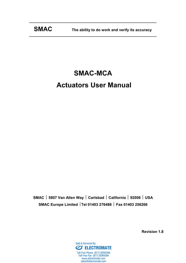 SMAC Actuators User Manual | PDF