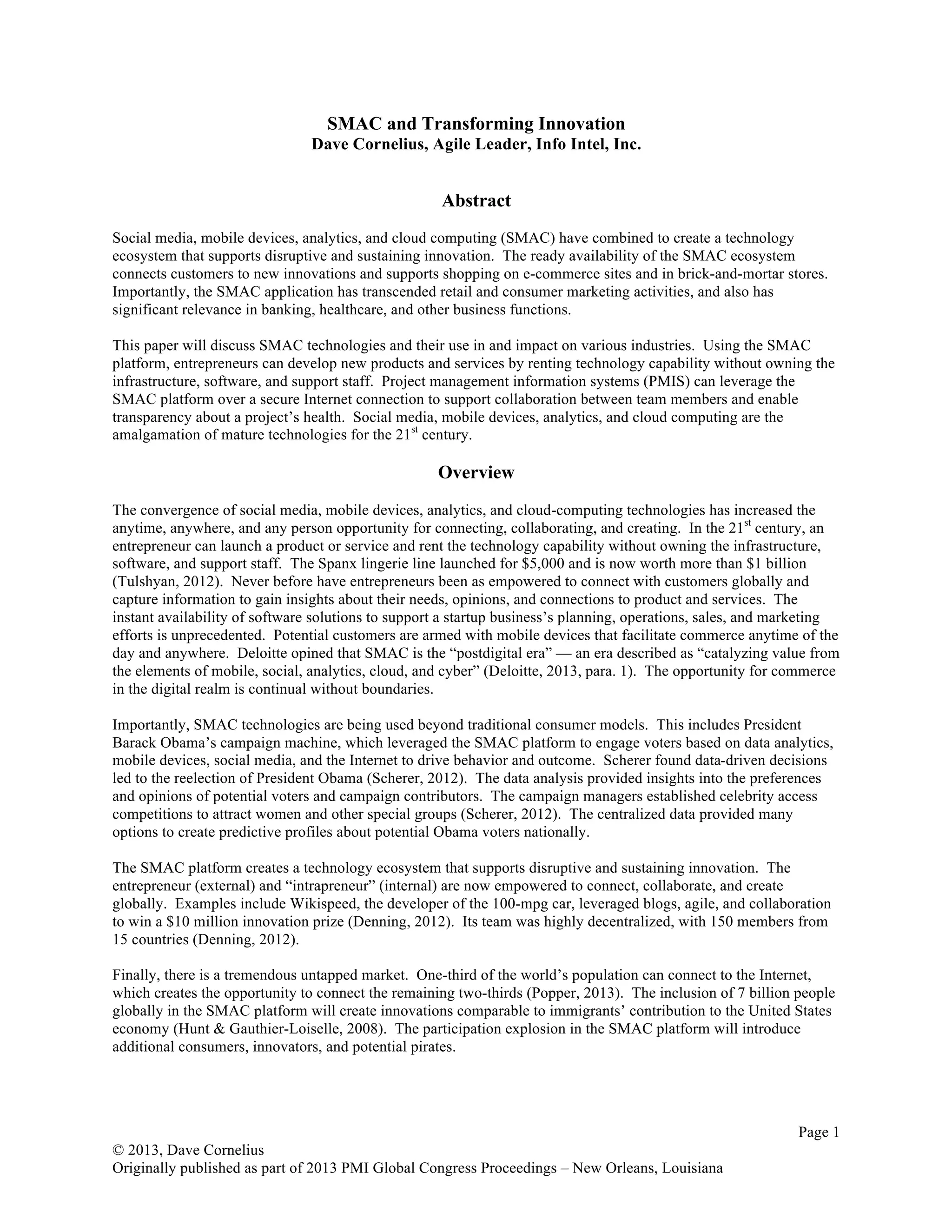 SMAC and Innovation Transformation | PDF | Internet | Computing