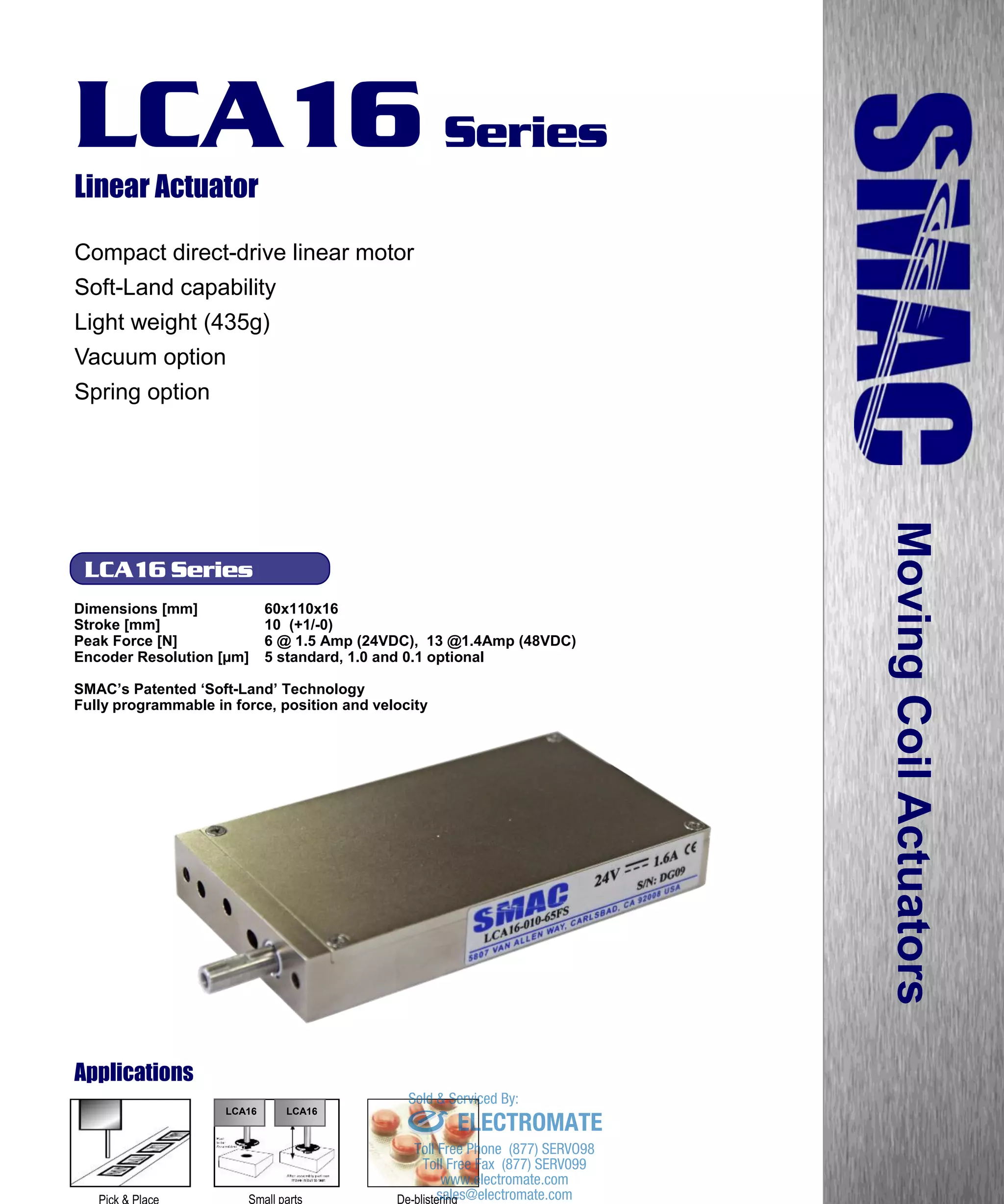 SMAC LCA16 Series Linear Actuator | PDF