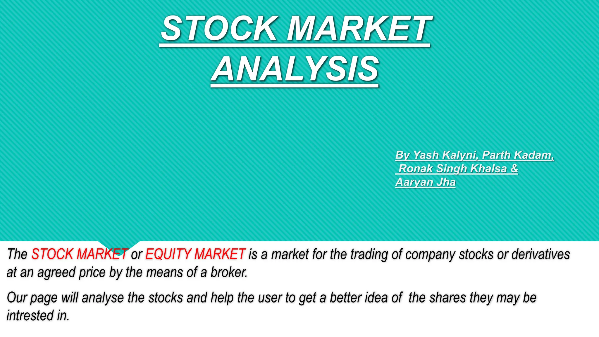 stock market analysis using machine learning | PPT