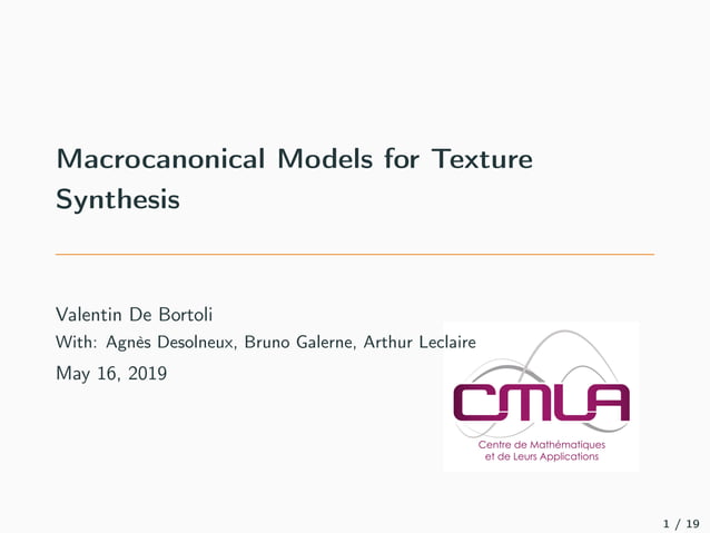 Macrocanonical models for texture synthesis | PPT