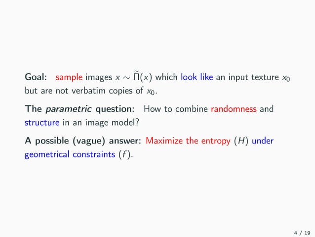 Macrocanonical models for texture synthesis | PPT