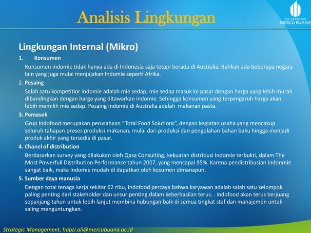 Analisis SWOT and Matrix Space PT Indofood | PDF