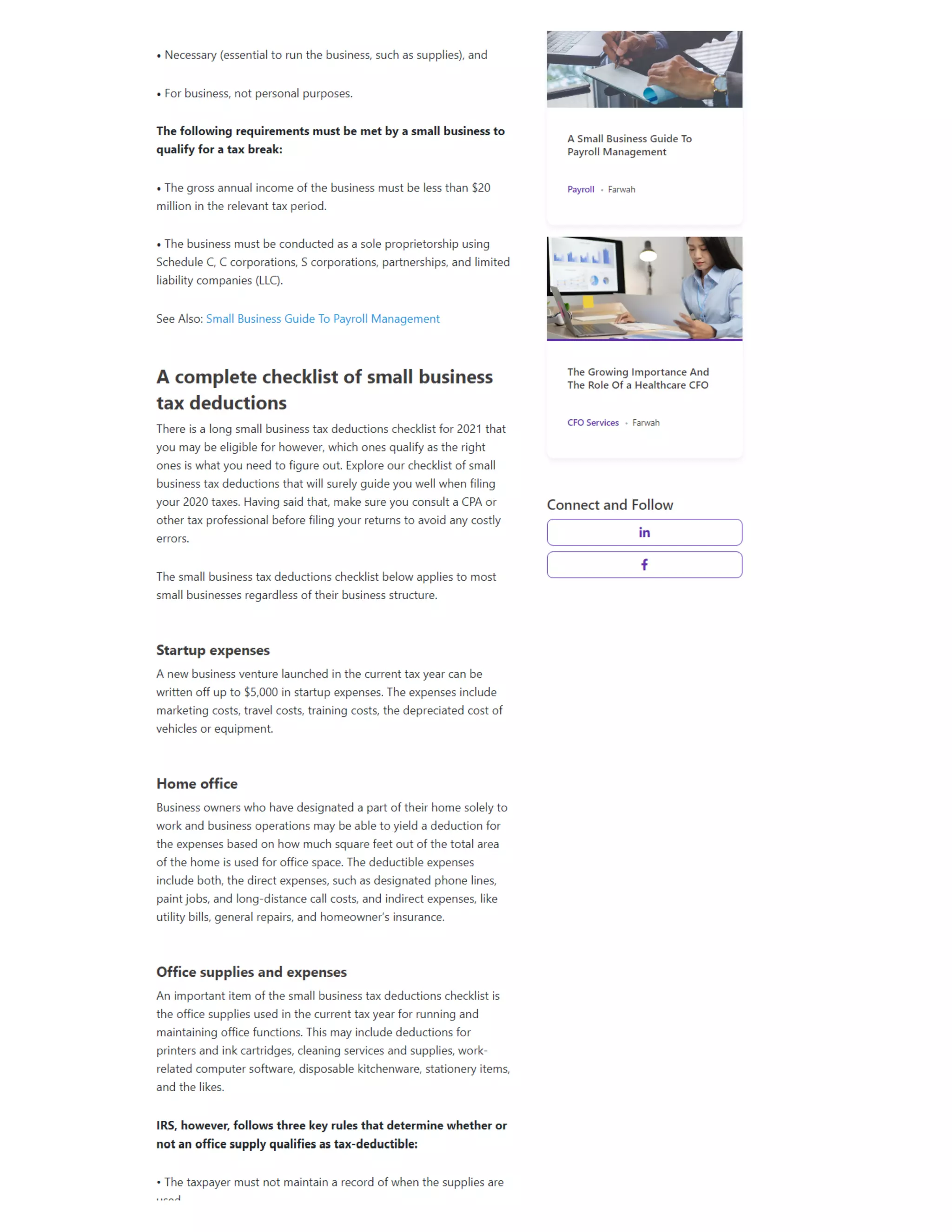 Small Business Tax Deductions Checklist For 2021 | PDF