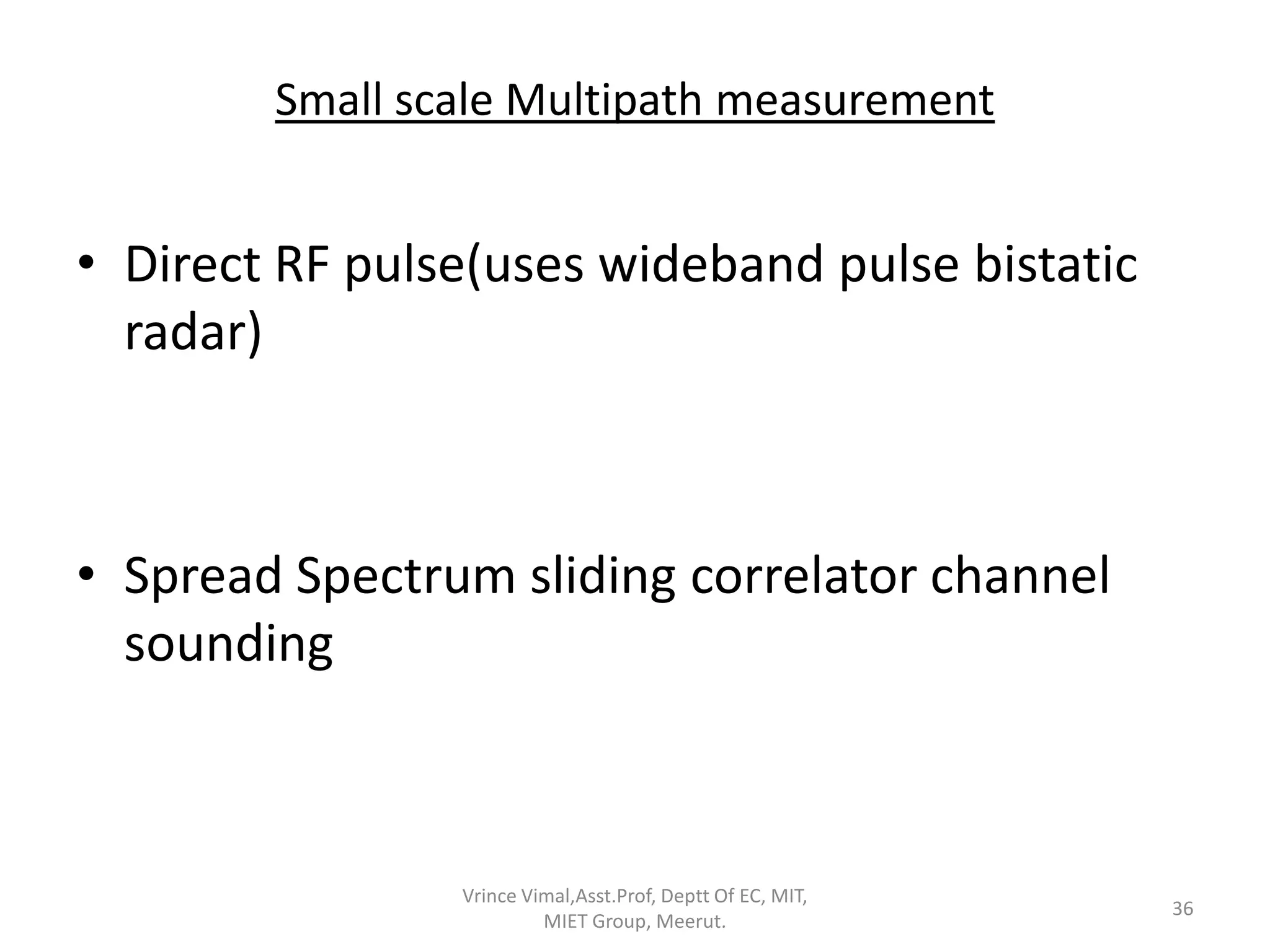 Small scale fading and multipath measurements | PPTX