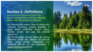 SMALL-SCALE MINING ACT.pptx SMALL-SCALE MINING ACT | PPTX