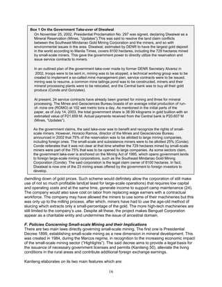 Small Scale Mining in the Philippines: Towards Genuine National ...
