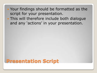 Small scale research project- presentation script | PPTX