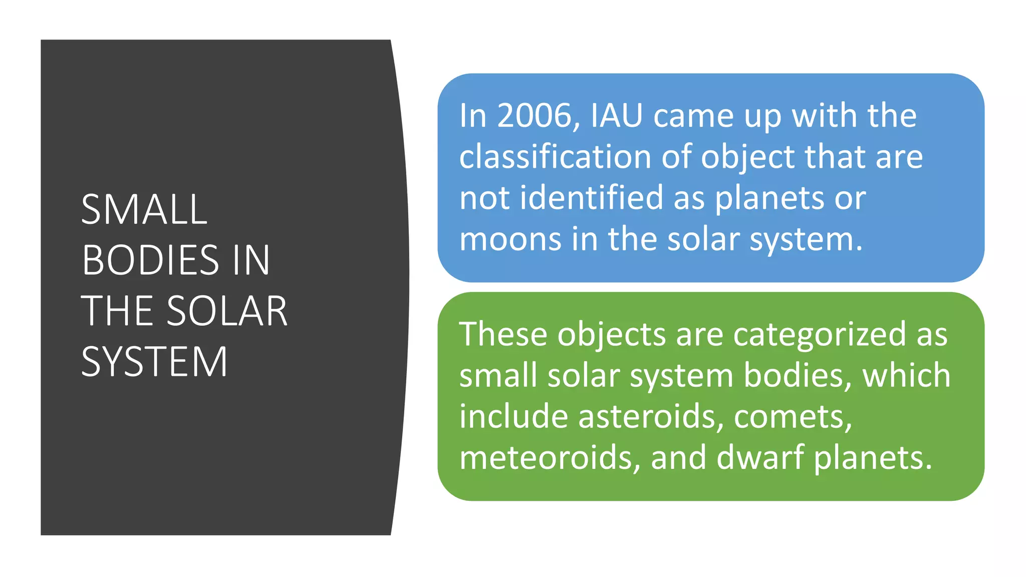 Small bodies in the solar system | PPTX