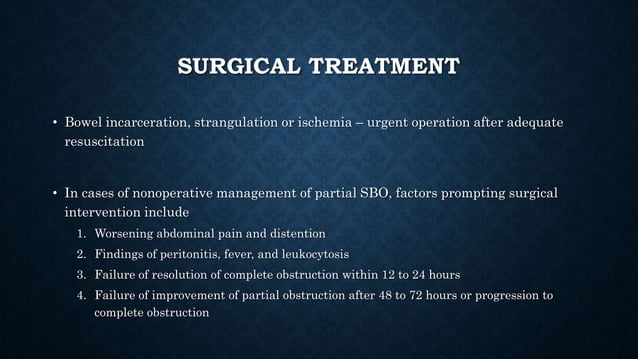 Small bowel obstruction | PPTX | Digestive Disorders | Diseases and ...