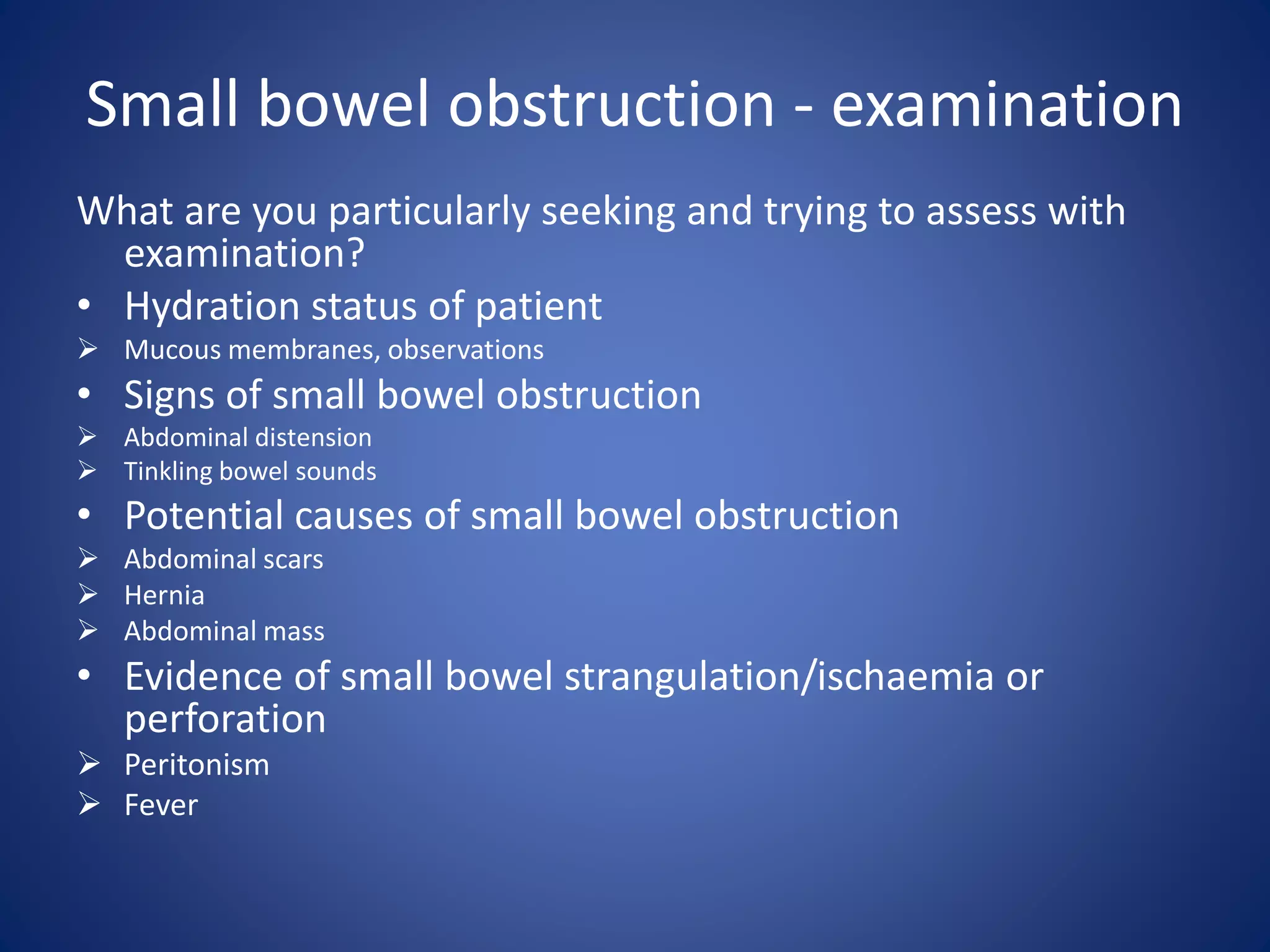 Small bowel obstruction cases - Julie Cornish | PPTX | Digestive ...
