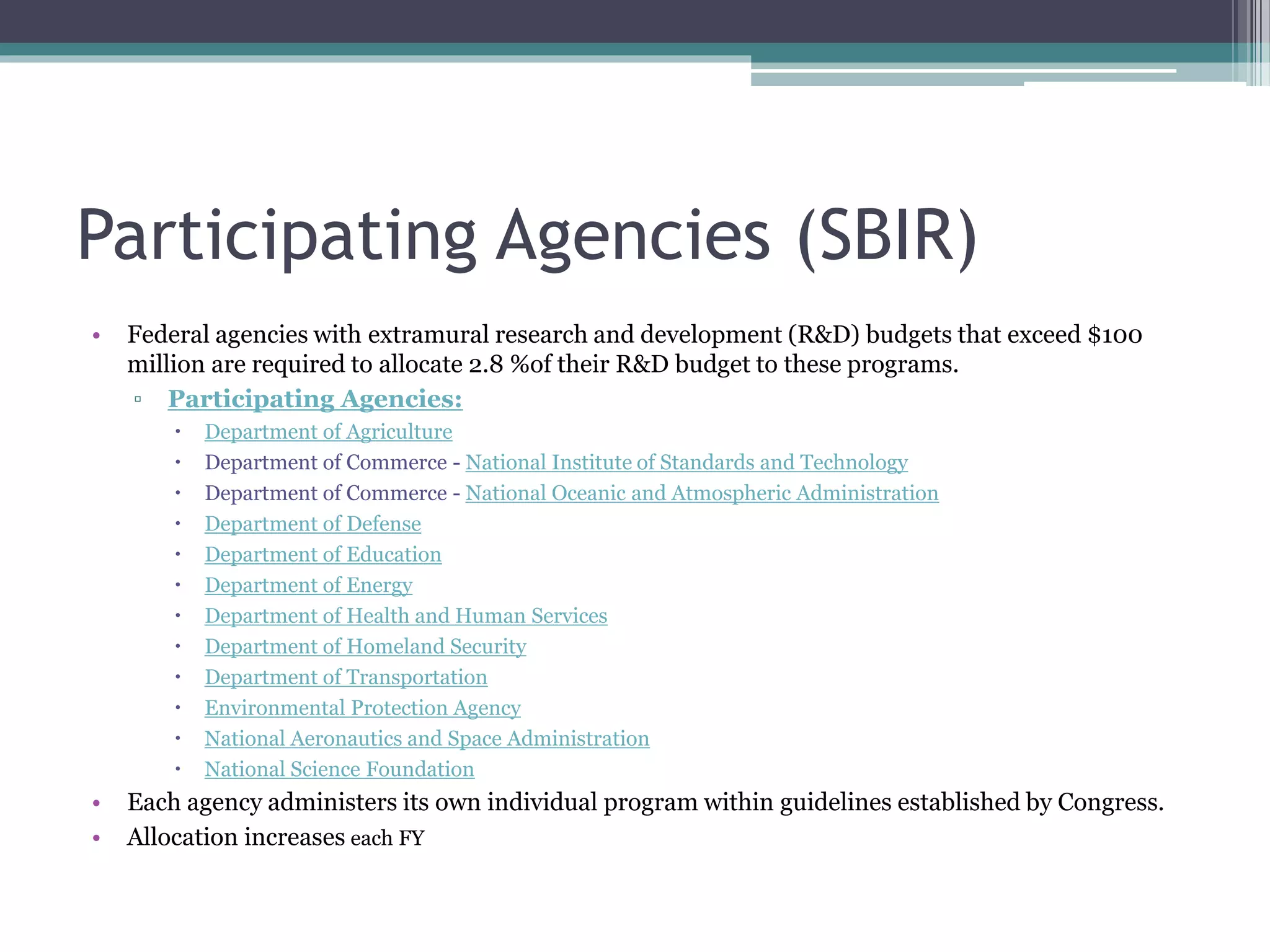 Small Business Innovative Research (sbir/sttr) Overview | PPTX ...