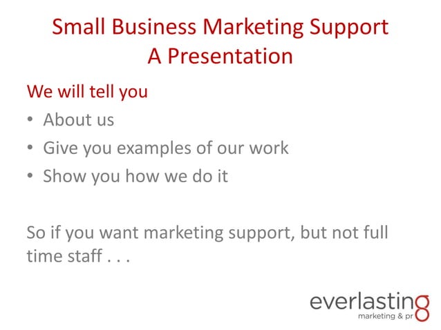 Small business marekting support | PPT