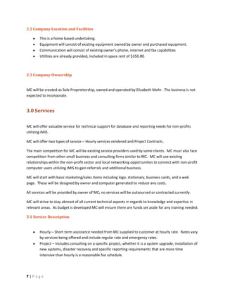 Small Business Plan Elizabeth Mohr | DOCX | Business Accounting ...