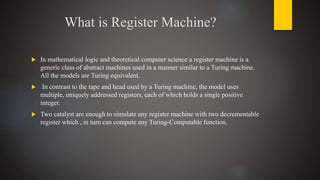 Small catalytic p systems simulating register machines | PPT