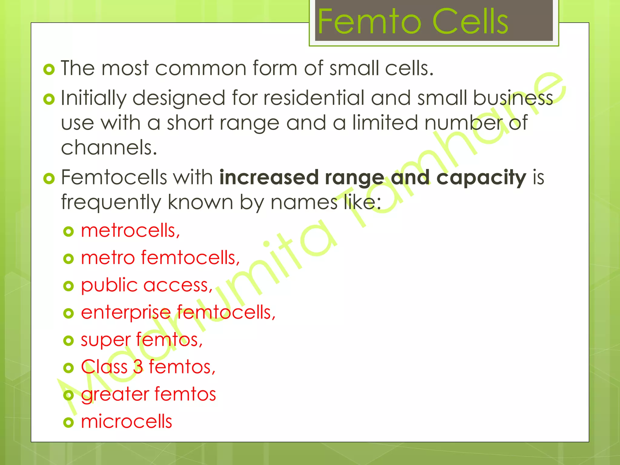 Small cells I : Femto cell | PDF