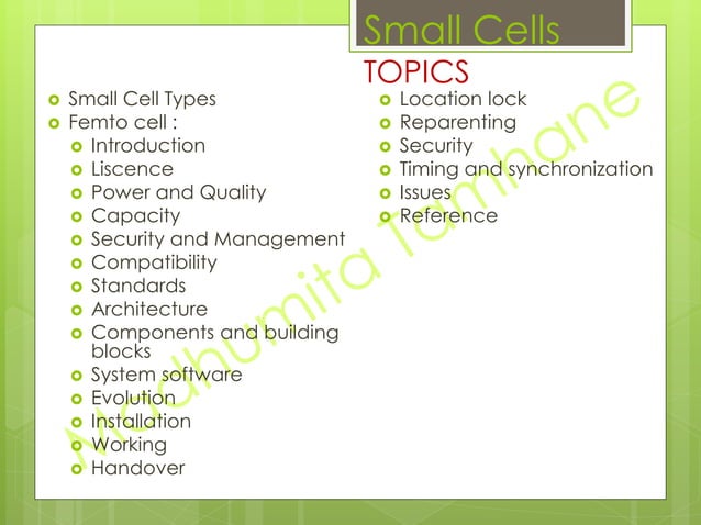 Small cells I : Femto cell | PDF