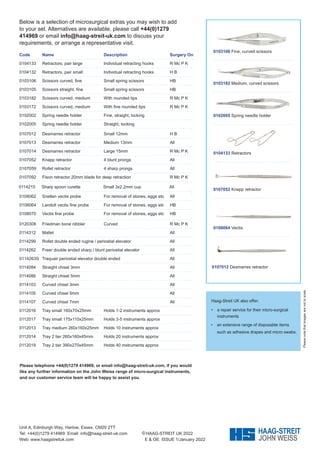Small & Exotic Animal Surgery Set: suggested sets & instruments leaflet ...