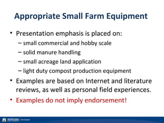 Overview of Manure Management Equipment for Small Farms | PPT