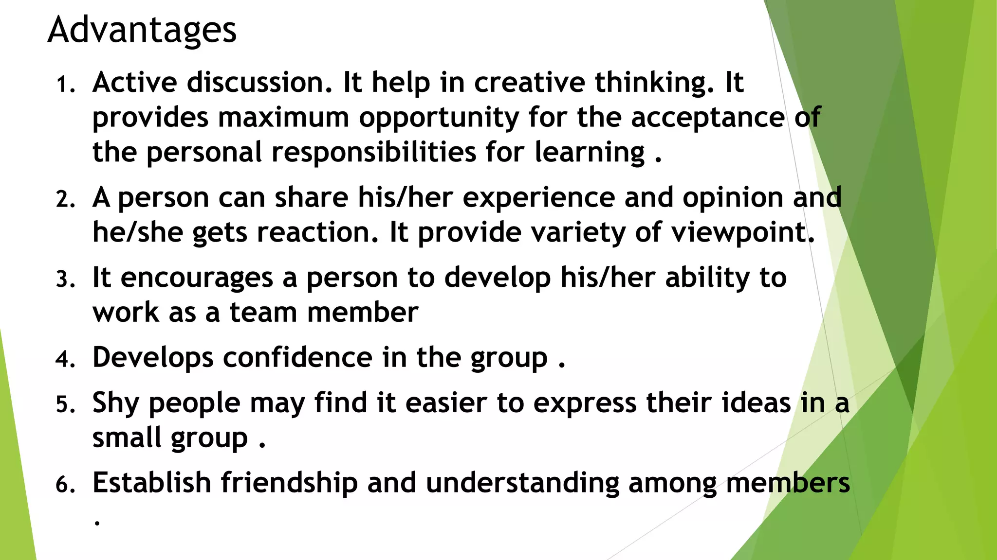 Small group discussion and buzz group method | PPTX