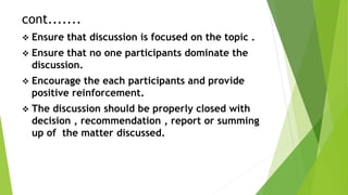 Small group discussion and buzz group method | PPTX