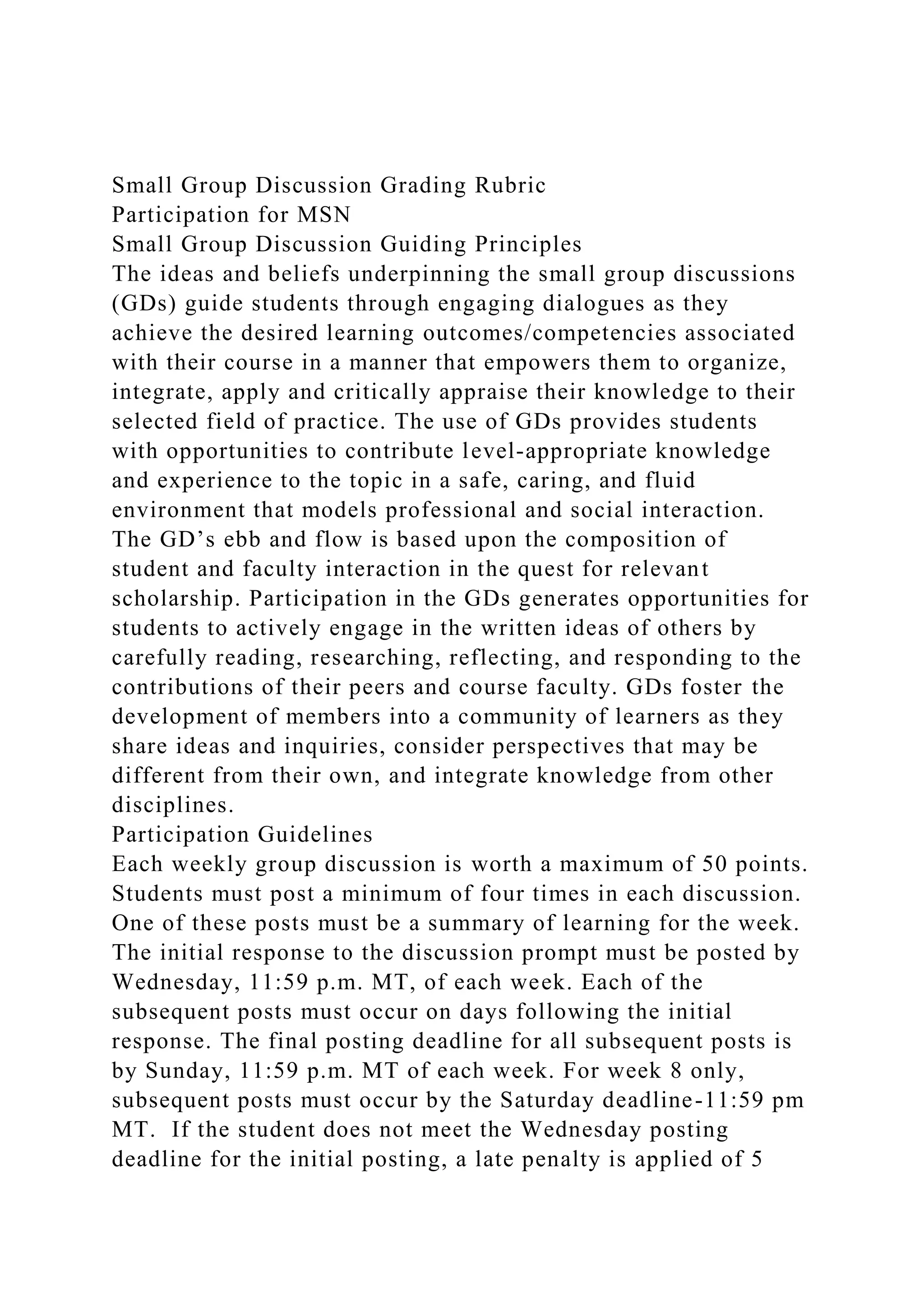 Small Group Discussion Grading RubricParticipation for MSNSmal.docx