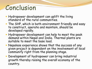 Small hydropower development in nepal iit roorkee | PPTX