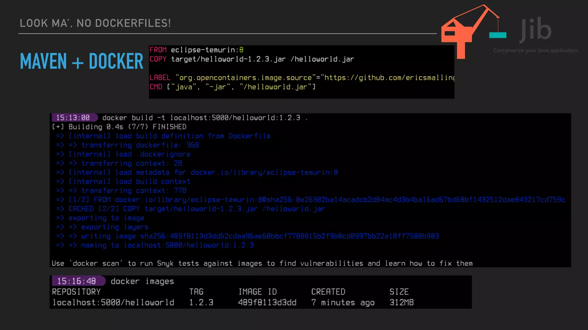 Look Ma' - Building Java and Go based container images without Dockerfiles | PPT
