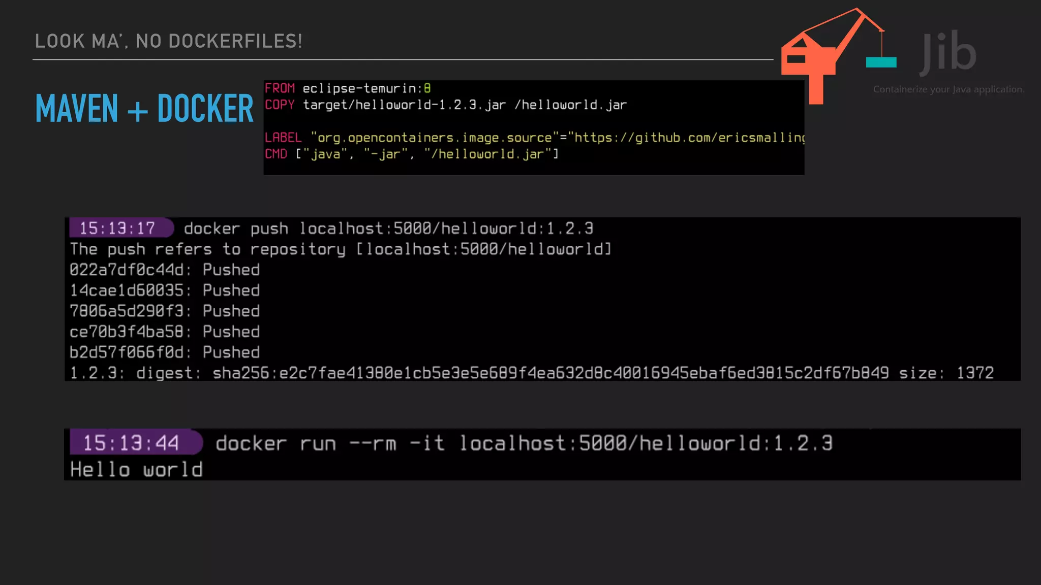 Look Ma' - Building Java and Go based container images without Dockerfiles | PPT