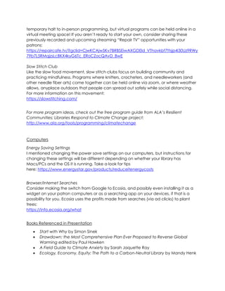 Small Libraries Will Save the World! Resource Links Handout | PDF