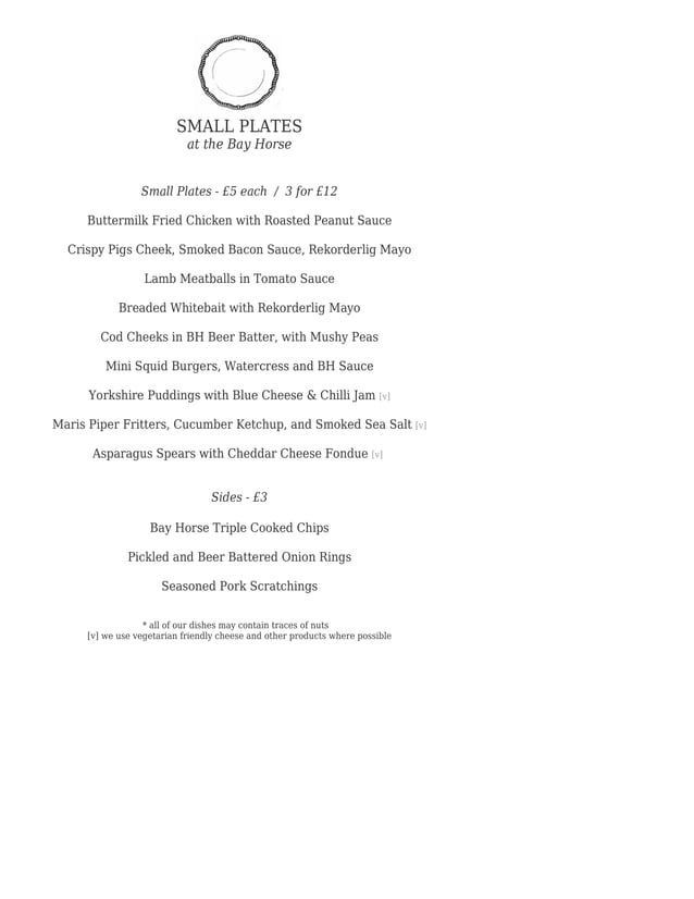 Small plates menu | PDF