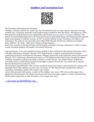 Smallpox Vaccine | PDF