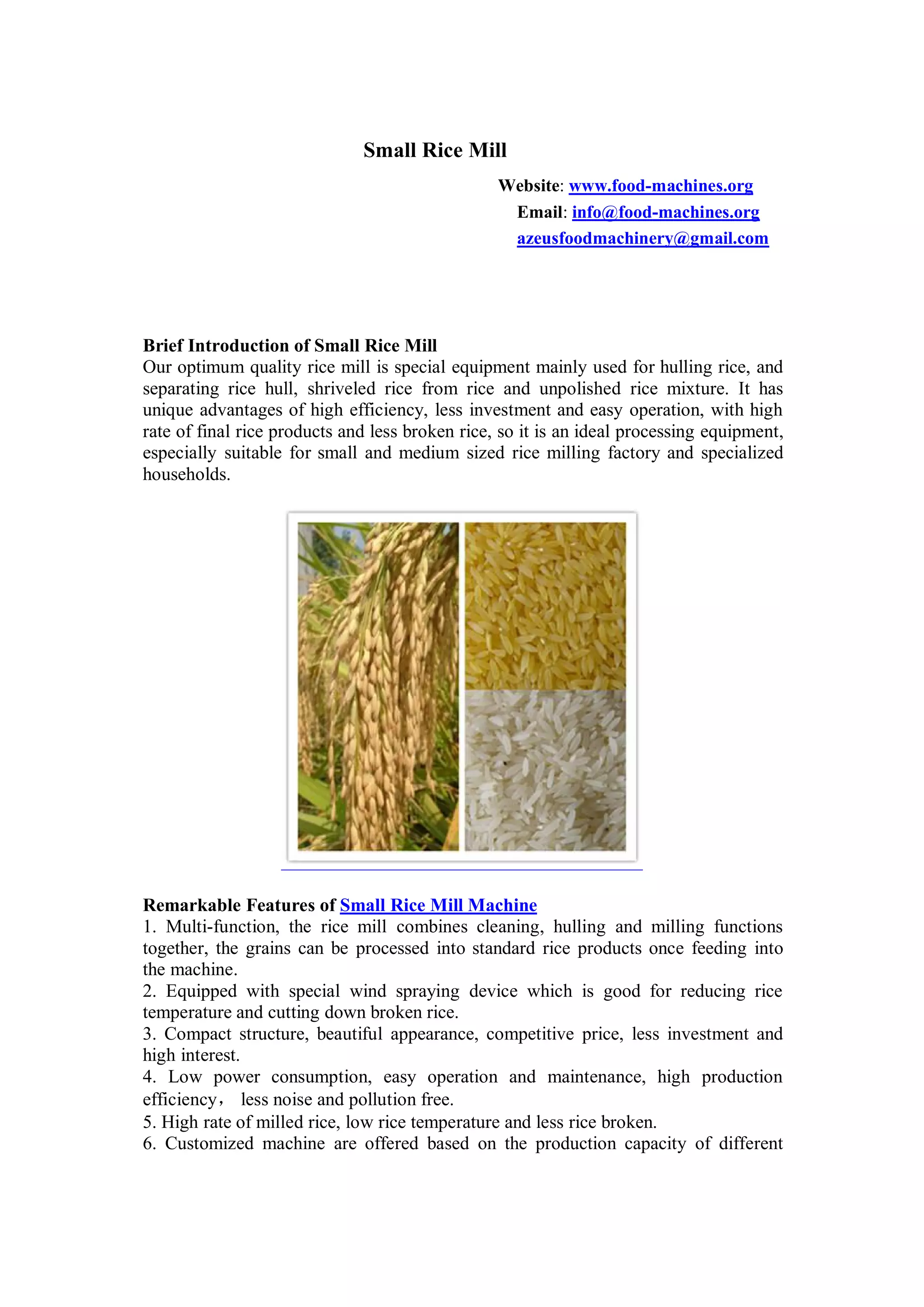 Small rice mill | PDF
