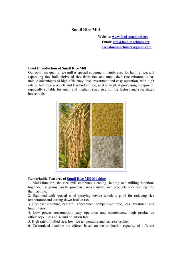 Small rice mill | PDF