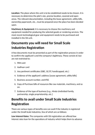 Small Scale Industry Registration: A Path to Growth | PDF