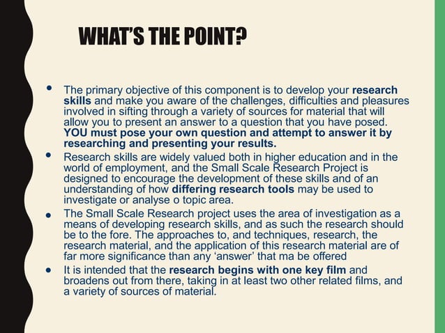Small scale research project | PPT
