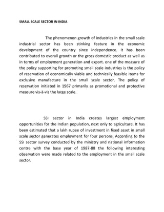Small scale sector in india project | PDF
