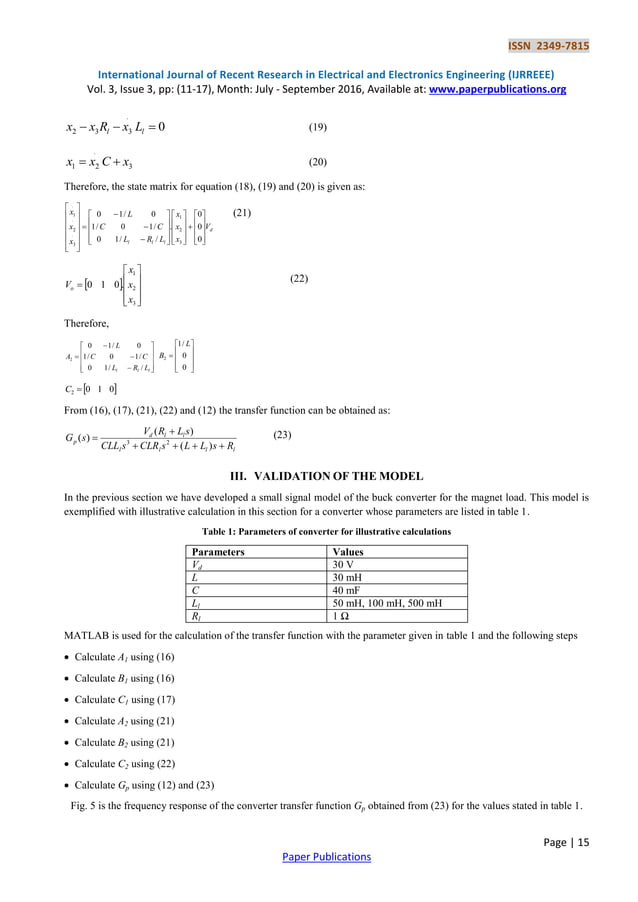 Small Signal Modelling of a Buck Converter using State Space Averaging ...