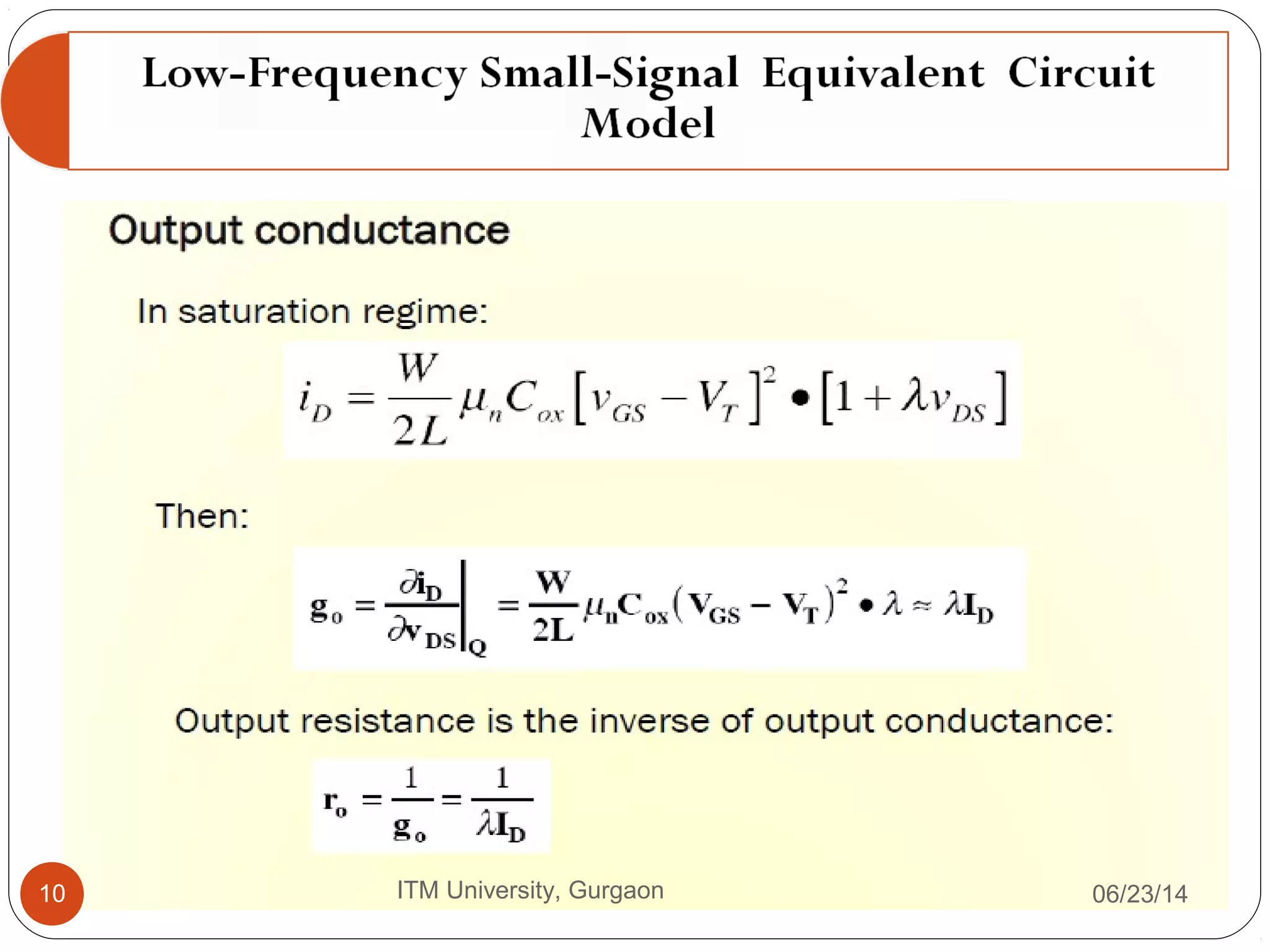 MOSFET Small signal model | PPT