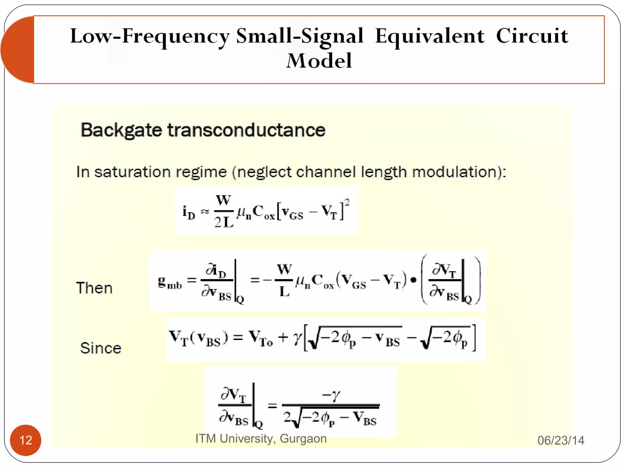 MOSFET Small signal model | PPT