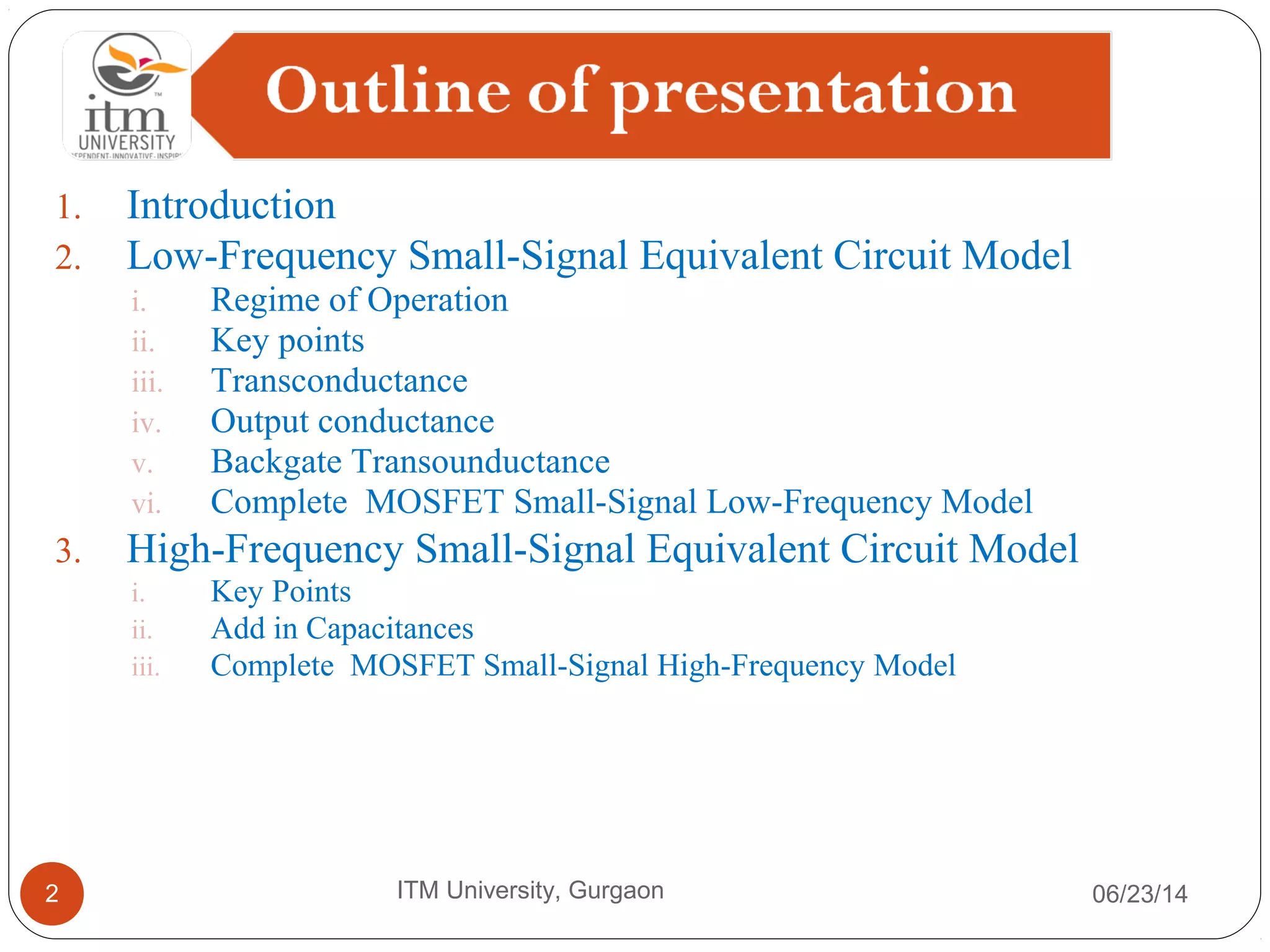 MOSFET Small signal model | PPT