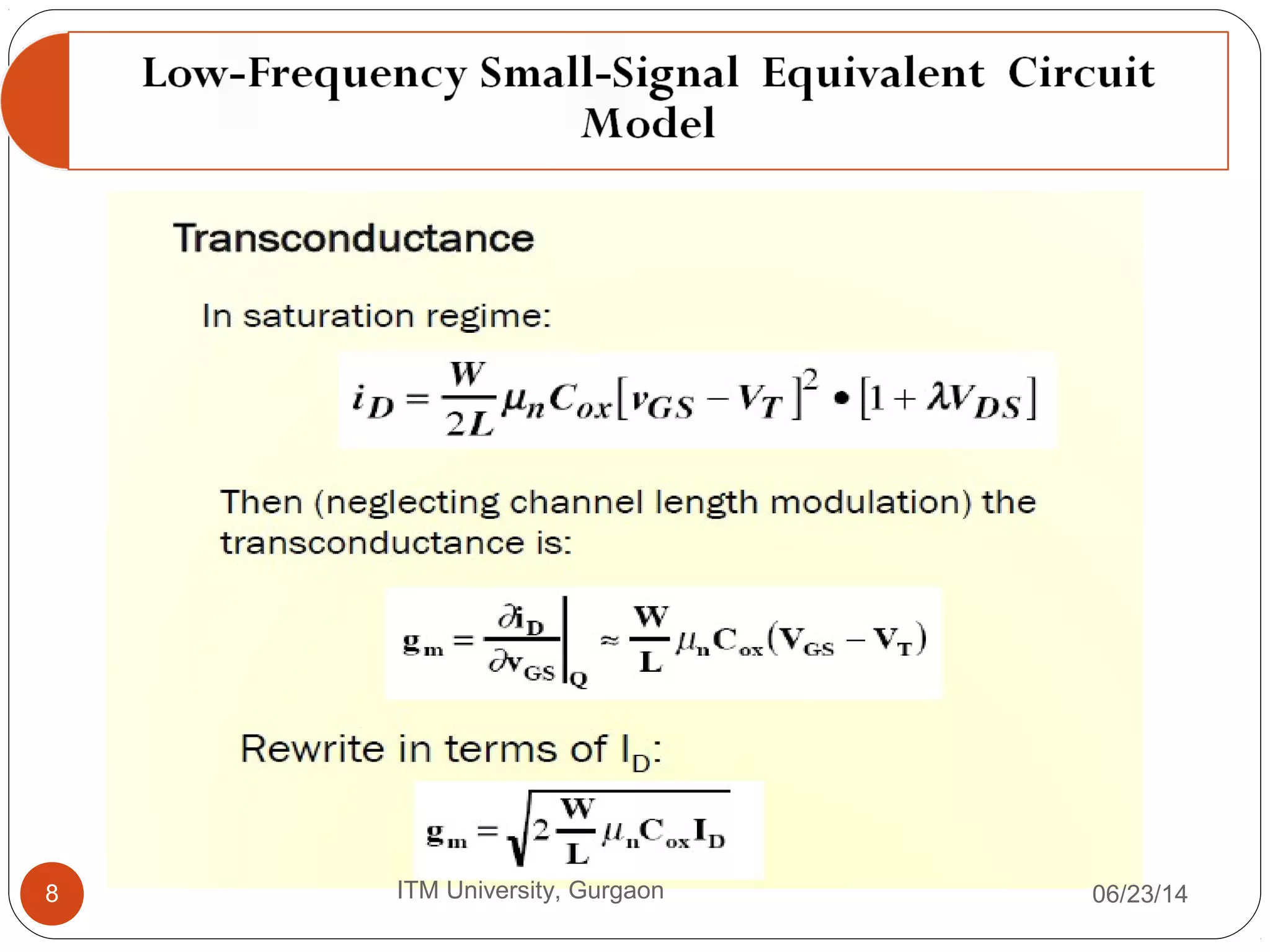 MOSFET Small signal model | PPT