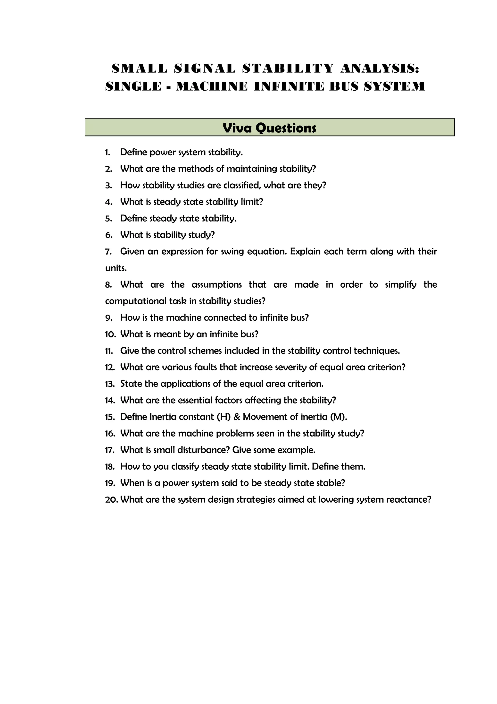 Small signal stability analysis | PDF | Science