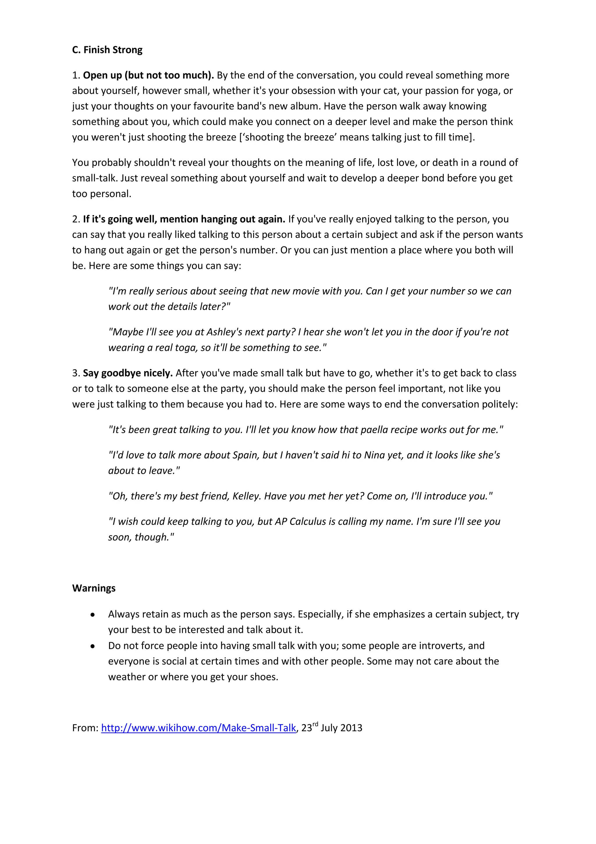 Small talk | DOCX