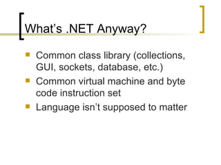 Smalltalk in a .NET World | PPT