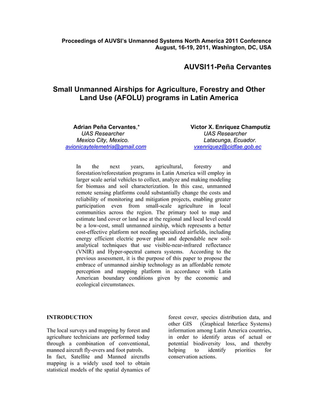 Small unmanned airships_for AFOLU in Latin America | PDF