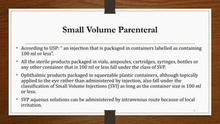Small volume parenterals | PDF