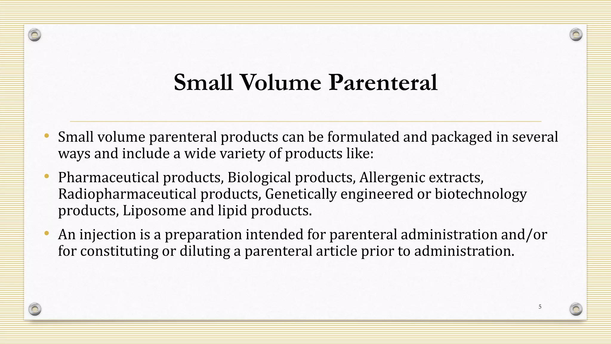 Small volume parenterals | PDF