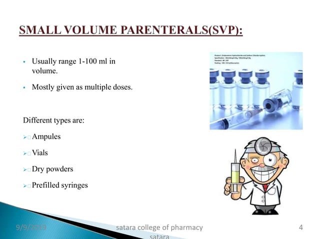 Small volume parenterals m pharmacy notes scop satara | PPT