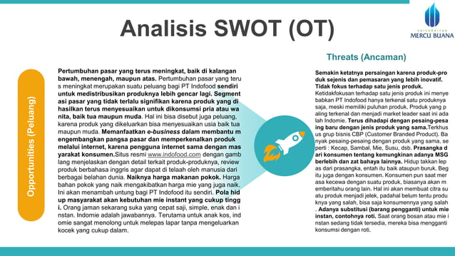 Sm, annisa nurlestari, hapzi ali, analisis swot pada pt indofood sumber makmur tbk, universitas ...